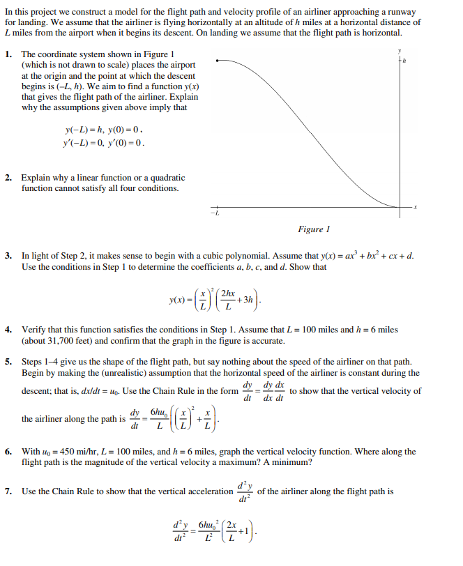 Solved In this project we construct a model for the flight | Chegg.com