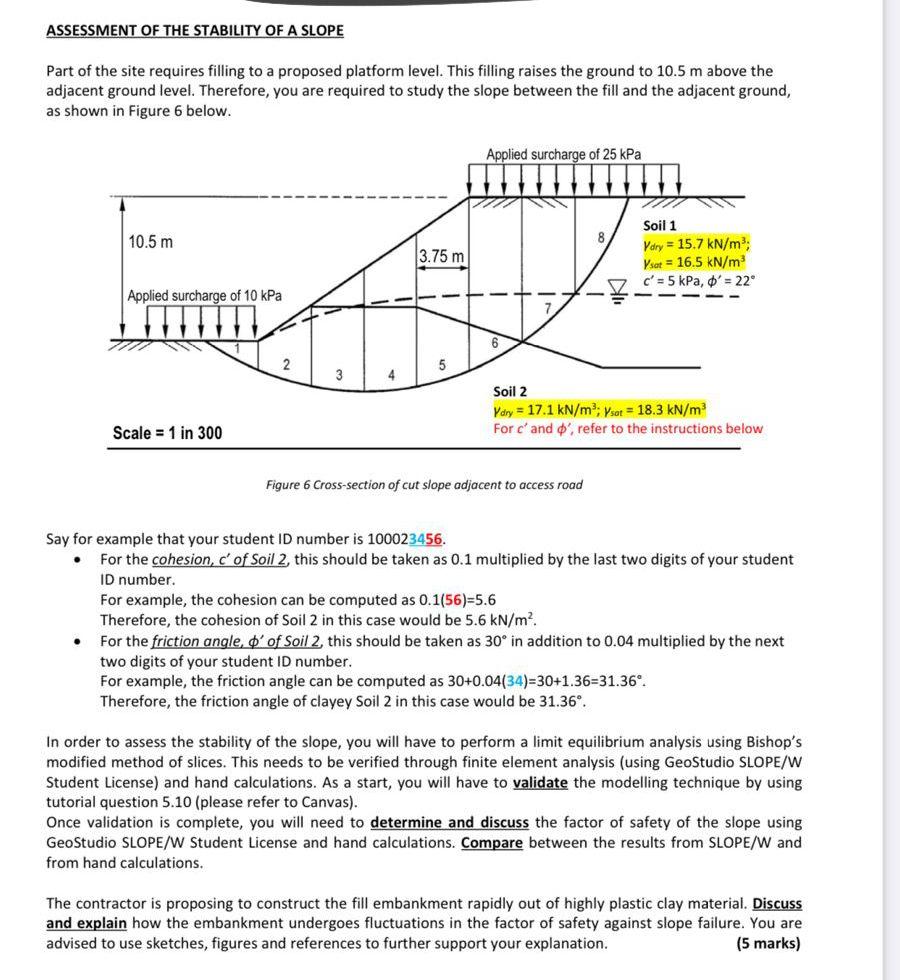 Solved ASSESSMENT OF THE STABILITY OF A SLOPE Part of the | Chegg.com