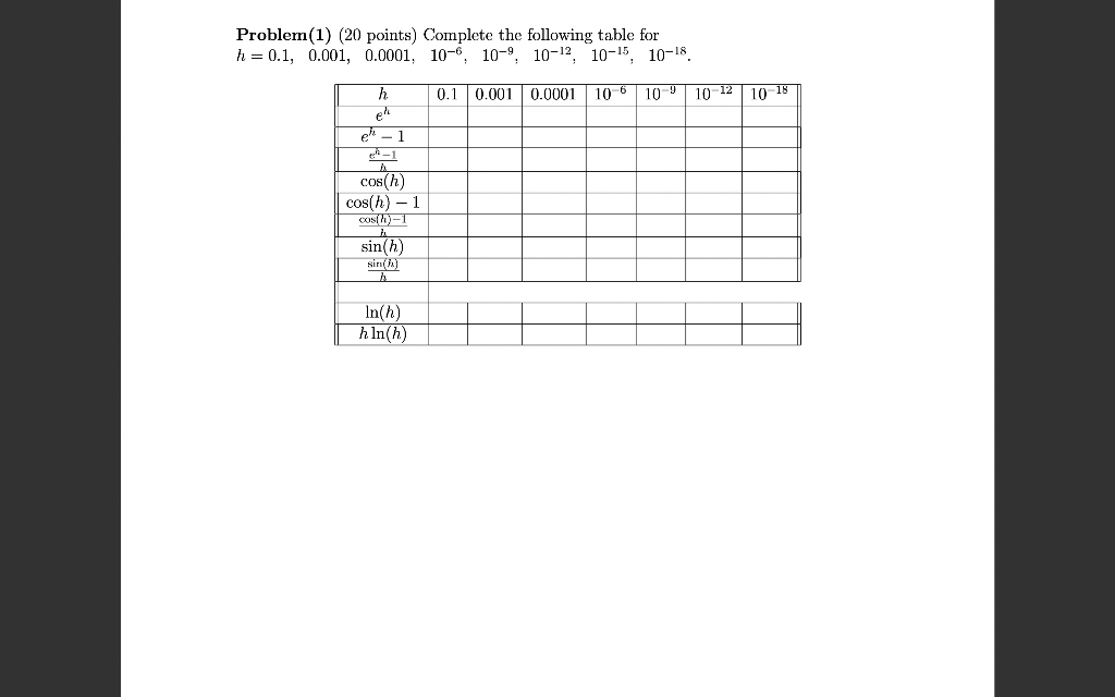 Solved Hello, can someone help me answer the chart please. I | Chegg.com
