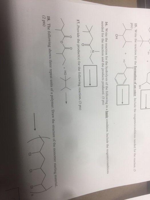 Solved Write the reaction for the formation of an ester. | Chegg.com