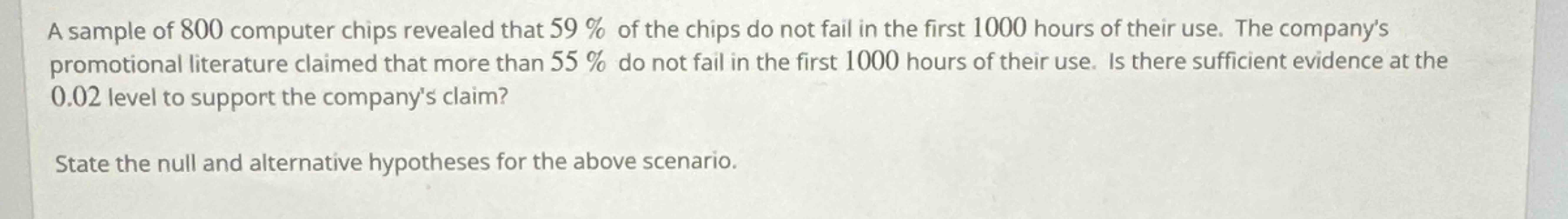 Solved A sample of 800 ﻿computer chips revealed that 59% ﻿of | Chegg.com