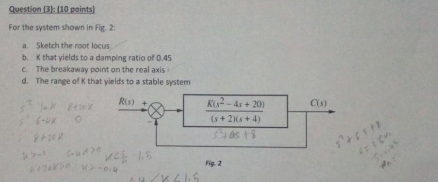 Solved Question (3): (10 points) For the system shown in | Chegg.com