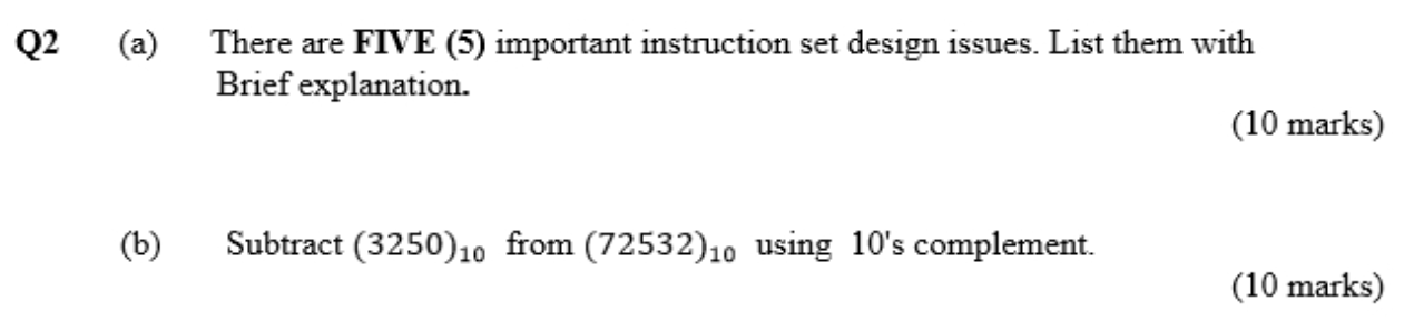 Solved Q2 (a) There are FIVE (5) important instruction set | Chegg.com