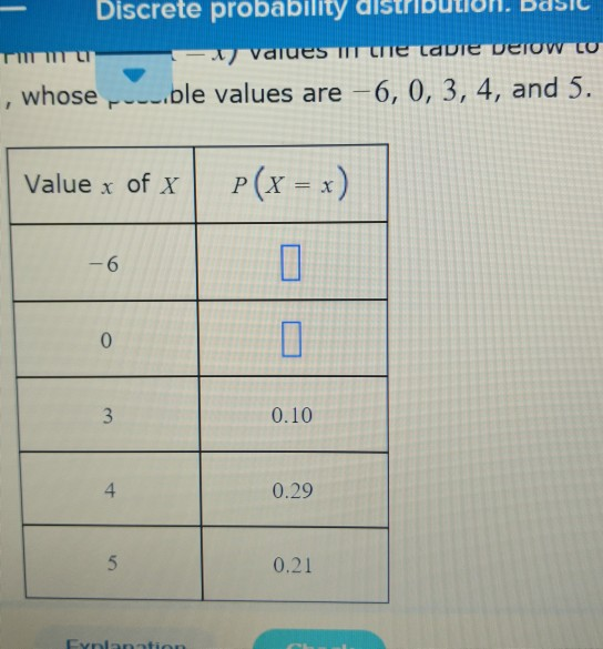 Solved Fill in the P(x-x) values in the table below to give | Chegg.com