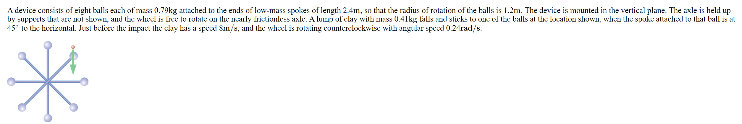 Solved 45∘ to the horizontal. Just before the impact the | Chegg.com