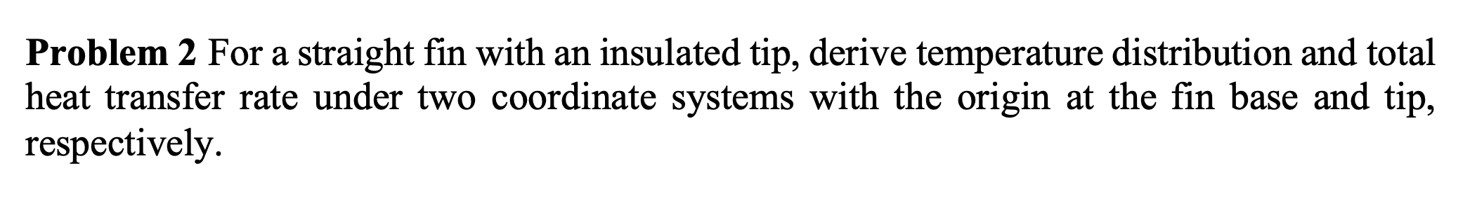 Solved Problem 2 For a straight fin with an insulated tip, | Chegg.com