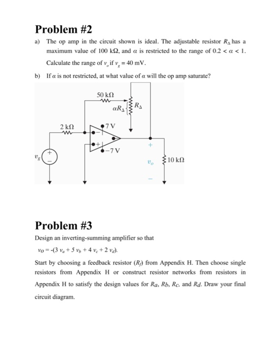Solved Problem #2 a) The op amp in the circuit shown is | Chegg.com