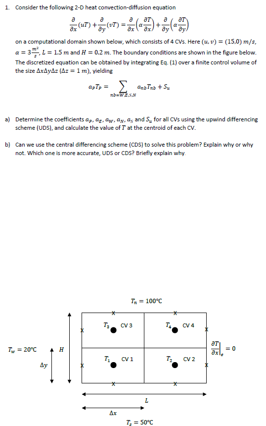 1. Consider the following 2-D heat | Chegg.com