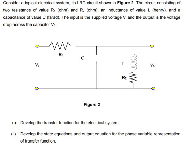 Solved Consider a typical electrical system, its LRC circuit | Chegg.com