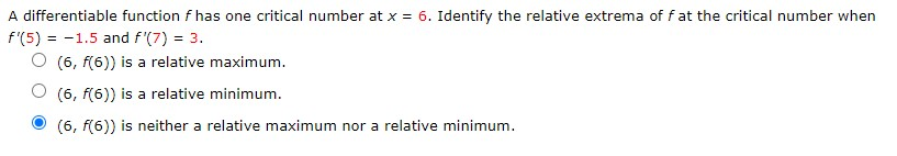 Solved A differentiable function f has one critical number | Chegg.com