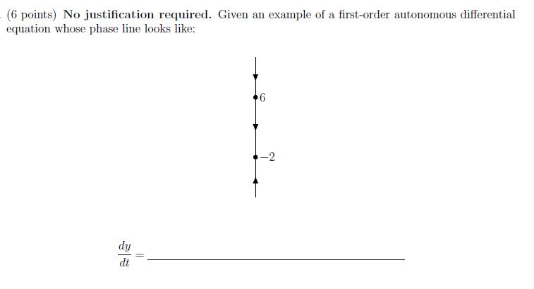 Solved (6 points) No justification required. Given an | Chegg.com