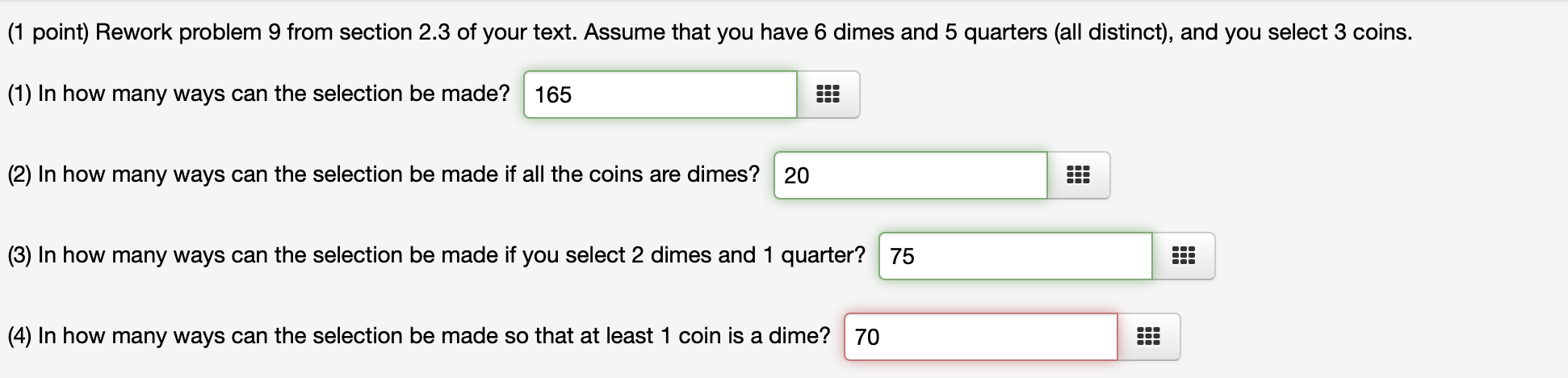 Solved (1 point) Rework problem 9 from section 2.3 of your | Chegg.com