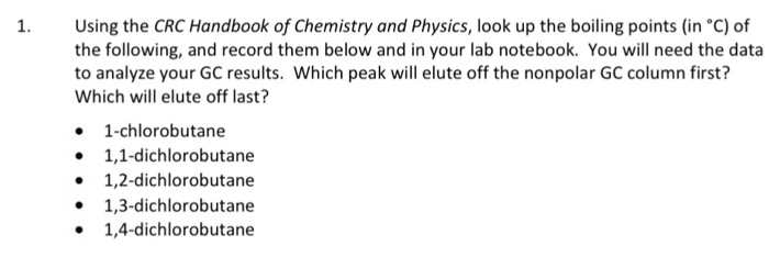 Solved Using the CRC Handbook of Chemistry and Physics, look | Chegg.com