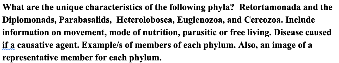 Solved What are the unique characteristics of the following | Chegg.com