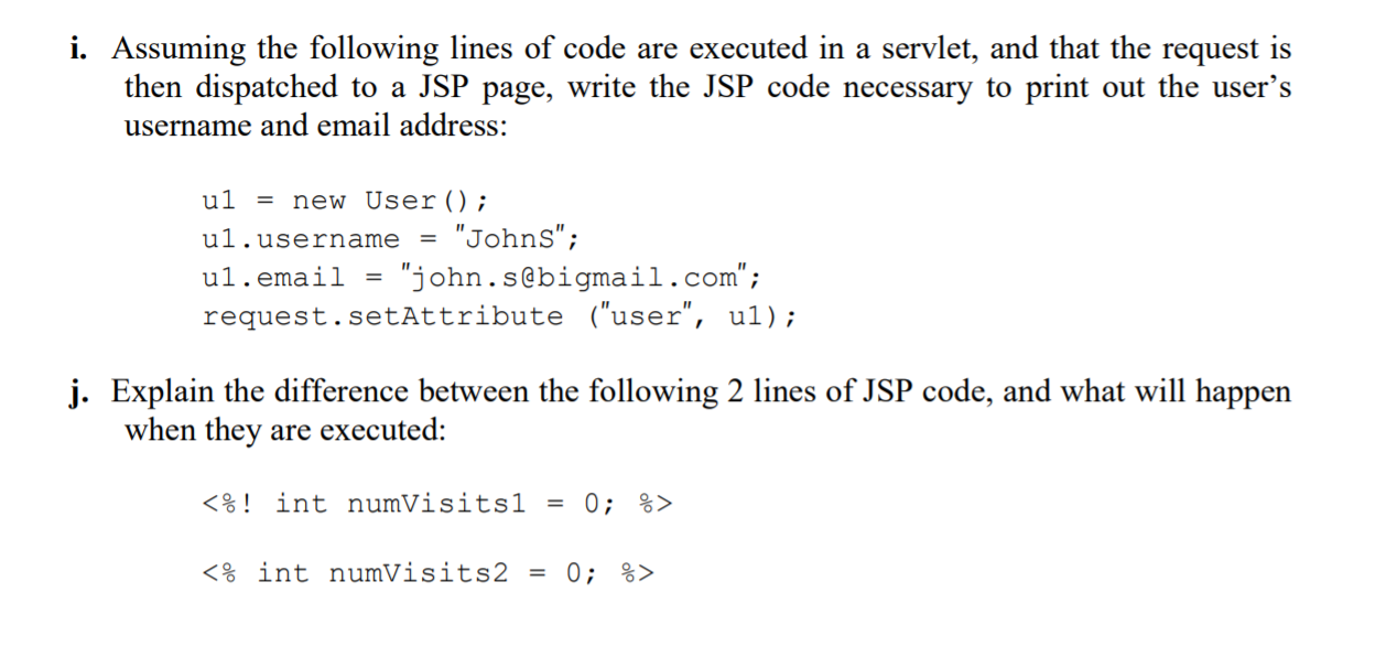 i. Assuming the following lines of code are executed | Chegg.com