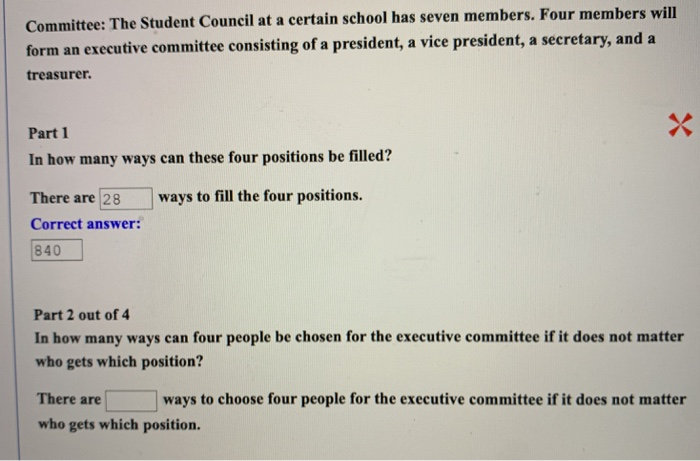 Solved Committee: The Student Council at a certain school | Chegg.com