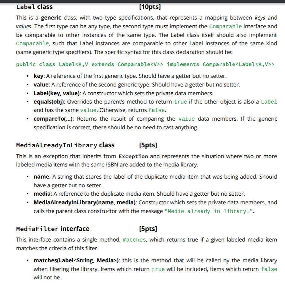 Solved Label class [10pts] This is a generic class, with two | Chegg.com