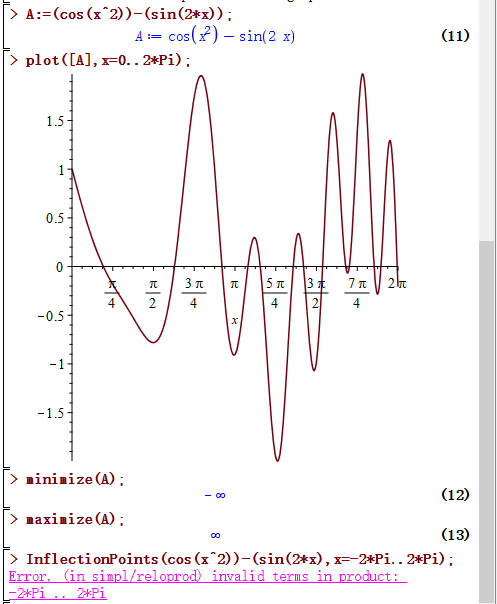 Use Maple to plot the function: cos(x^2))-(sin(2*x^1) | Chegg.com