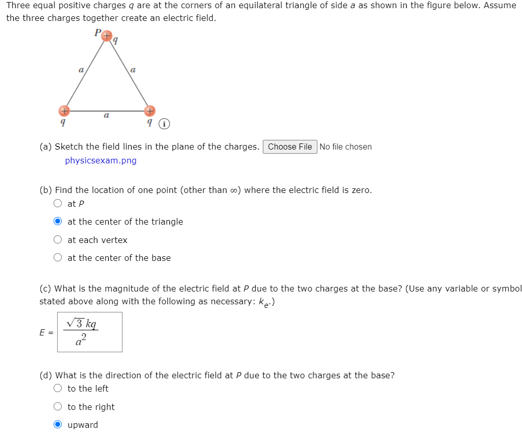 Solved Three equal positive charges q are at the corners of | Chegg.com