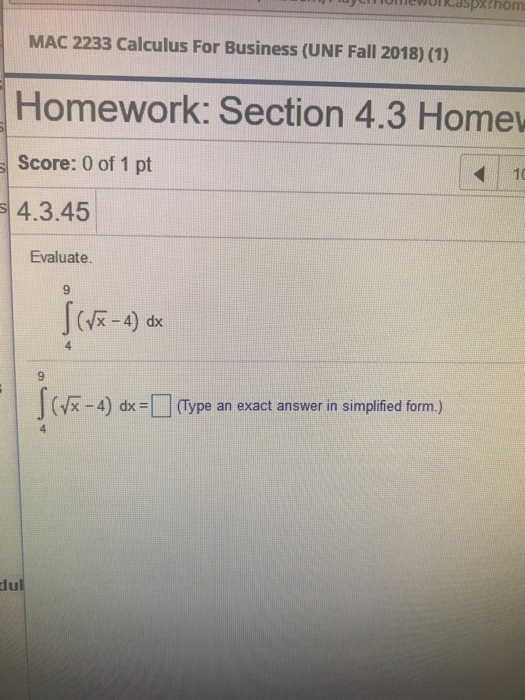 Solved MAC 2233 Calculus For Business (UNF Fall 2018) (1) | Chegg.com