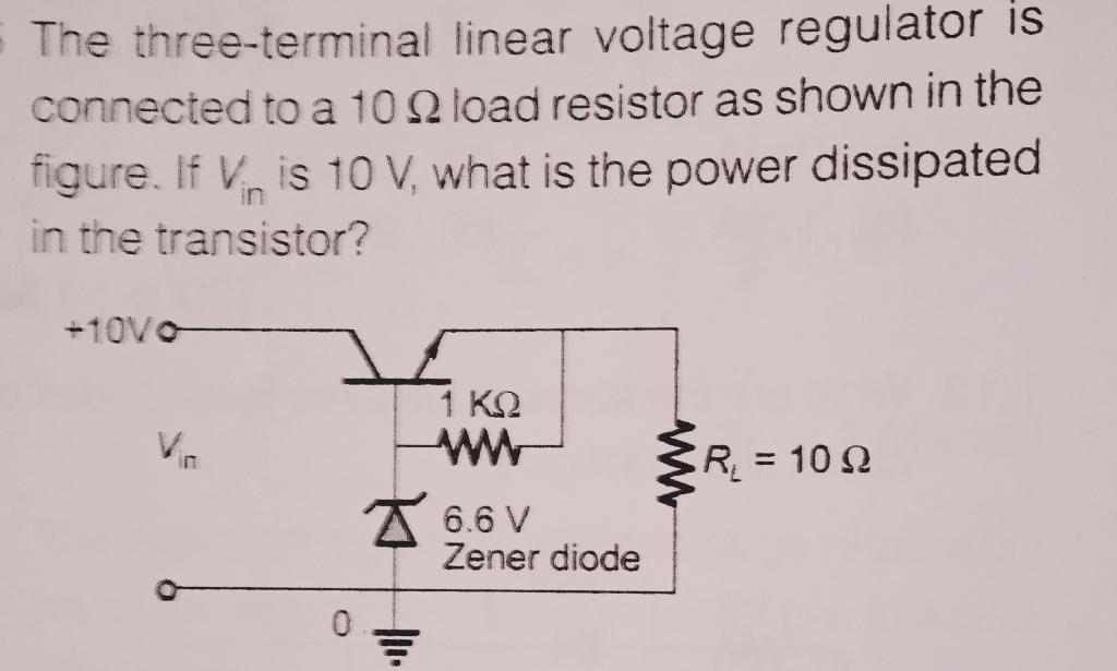 Solved The three-terminal linear voltage regulator is | Chegg.com