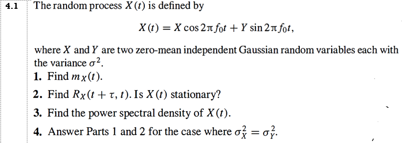 Solved The random process X(t) is defined by | Chegg.com