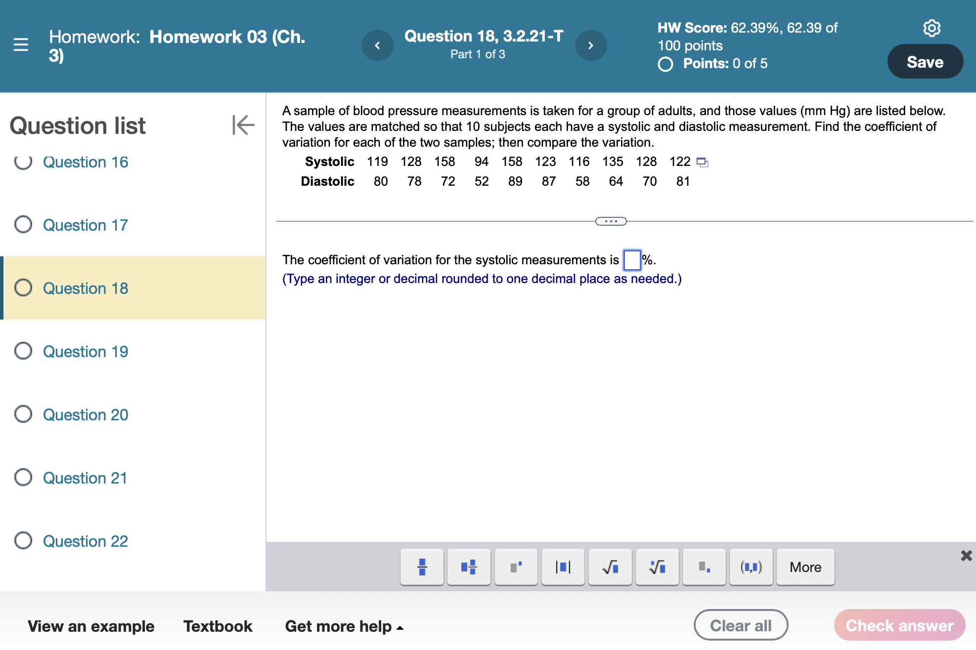 Solved 三 Homework: Homework 03 (Ch. 3) Question 18, 3.2.21-T | Chegg.com