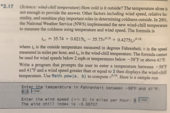 Solved (Science: wind-chill temperature) How cold is it | Chegg.com
