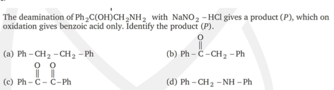 Solved The deamination of Ph2C(OH)CH2NH2 with NaNO2−HCl | Chegg.com
