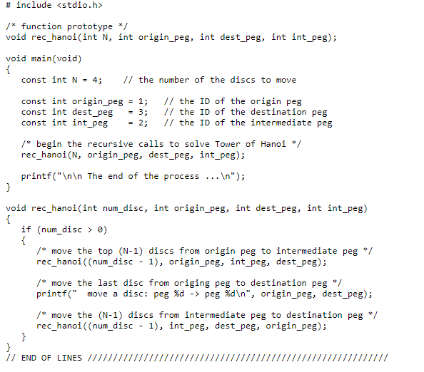 Solved /∗ function prototype ∗/ void rec_hanoi(int N, int | Chegg.com