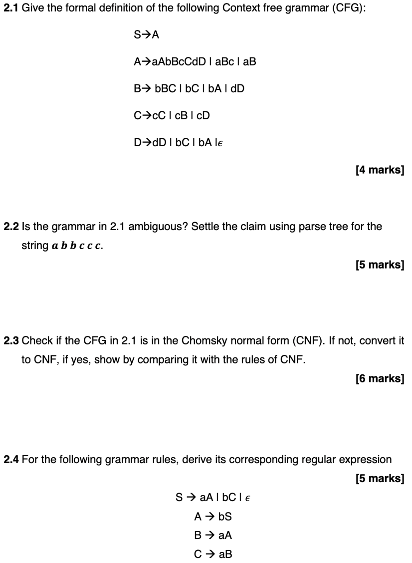 Solved 2.1 Give the formal definition of the following | Chegg.com