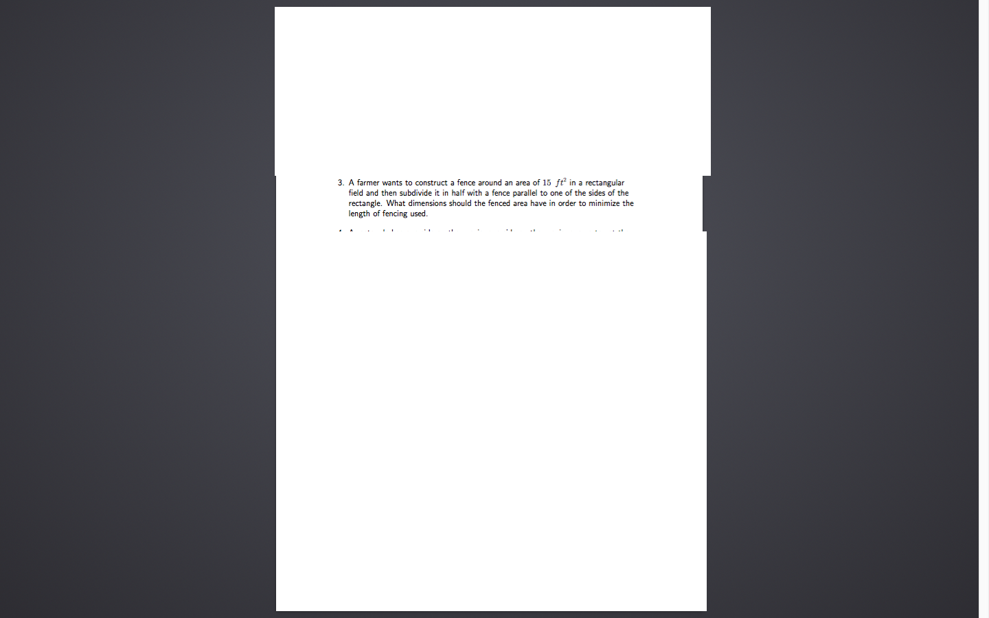 Solved 3. A farmer wants to construct a fence around an area | Chegg.com