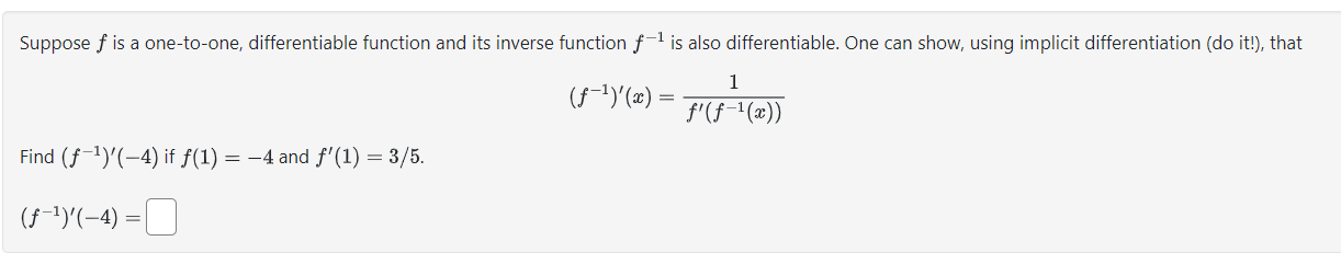 Solved Suppose f is a one-to-one, differentiable function | Chegg.com