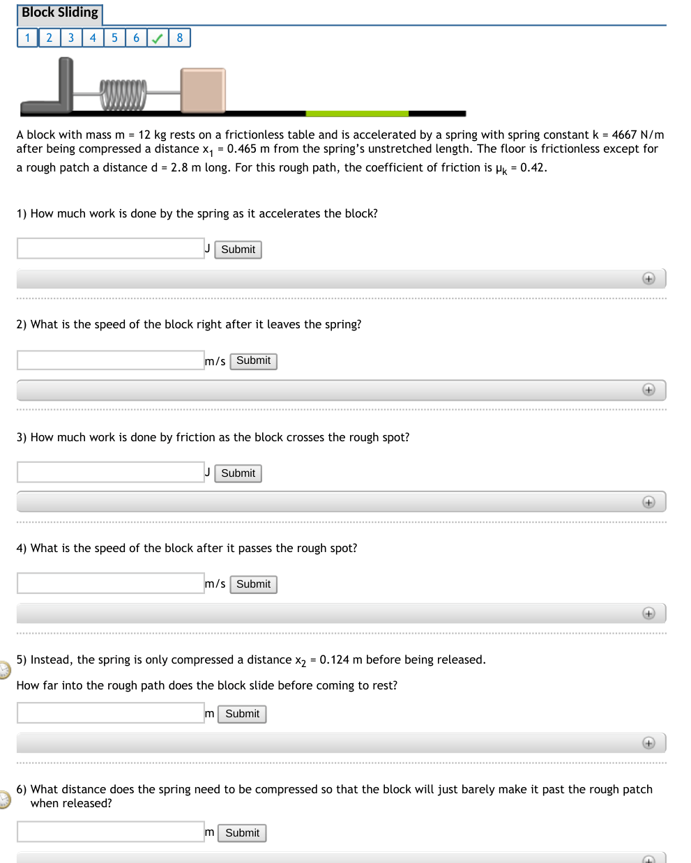 Solved Block Sliding 12 3 4 6 8 A block with mass m = 12 kg | Chegg.com