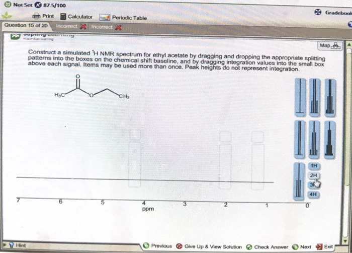 Solved Construct a simulated^1H NMR spectrum for ethyl | Chegg.com