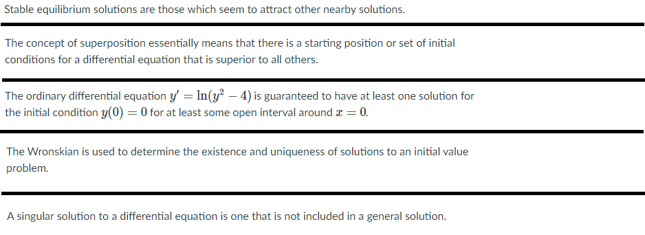 Solved Stable equilibrium solutions are those which seem to | Chegg.com