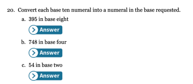 Solved 20. Convert each base ten numeral into a numeral in | Chegg.com