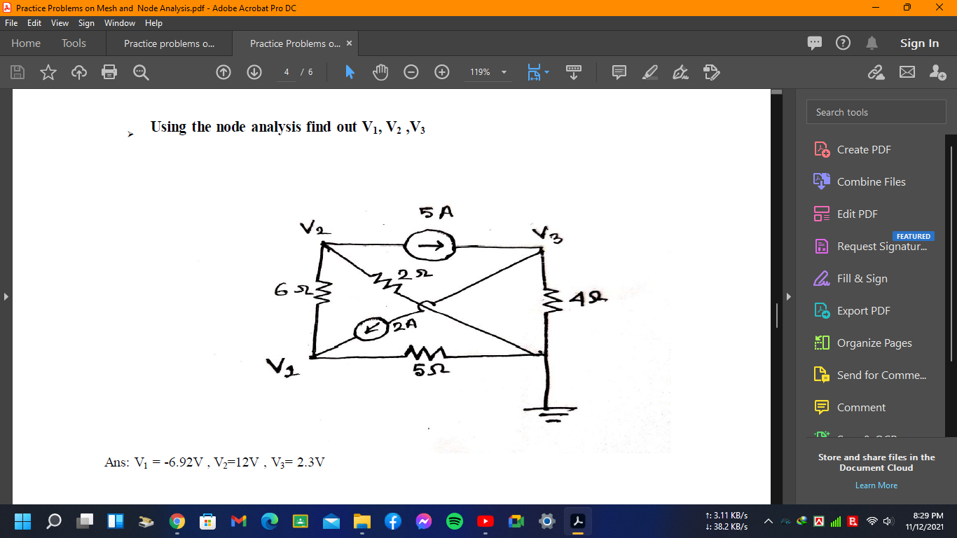 Solved A Practice Problems on Mesh and Node Analysis.pdf - | Chegg.com
