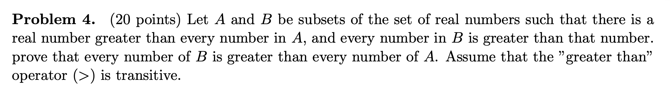 Solved Problem 4. (20 points) Let A and B be subsets of the | Chegg.com