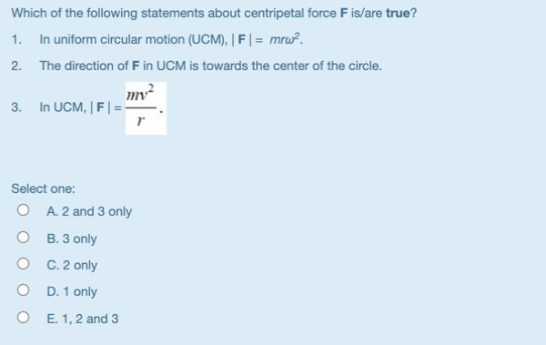 Solved Which of the following statements about centripetal | Chegg.com