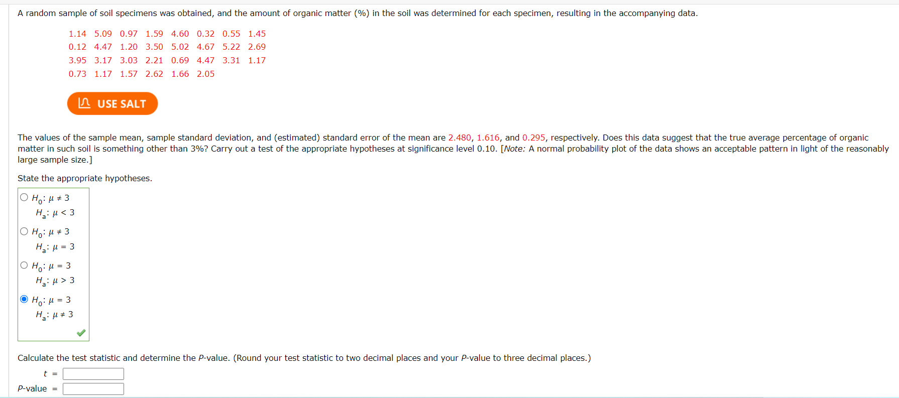 Solved A random sample of soil specimens was obtained, and | Chegg.com