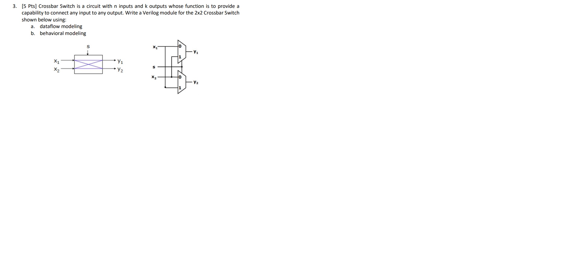 Solved 3. [5 Pts] Crossbar Switch is a circuit with n inputs | Chegg.com