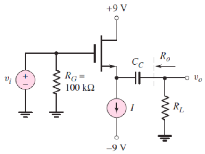 Solved The transistor in the source-follower circuit shown | Chegg.com