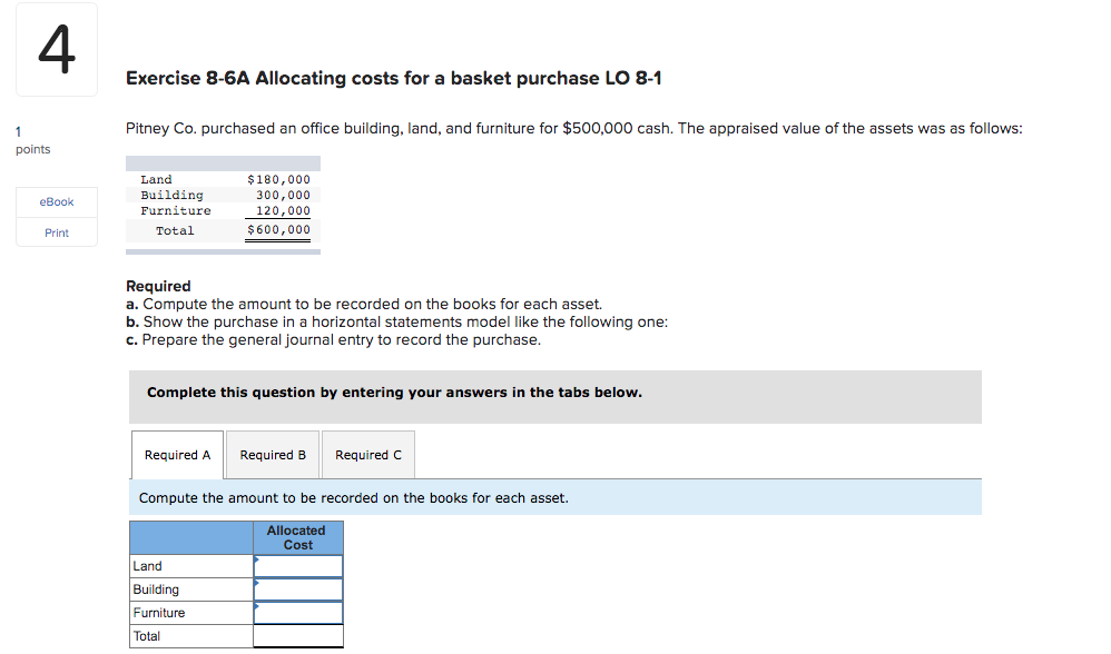 Solved 4 Exercise 8-6A Allocating costs for a basket | Chegg.com