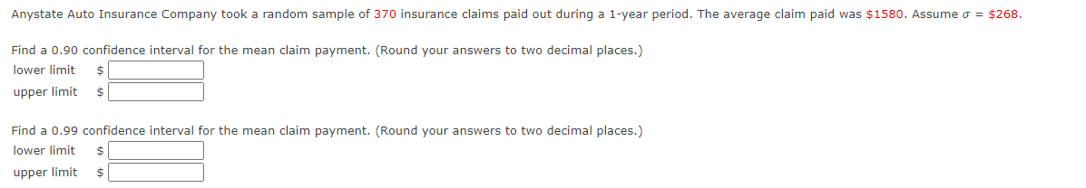 Solved Anystate Auto Insurance Company took a random sample | Chegg.com