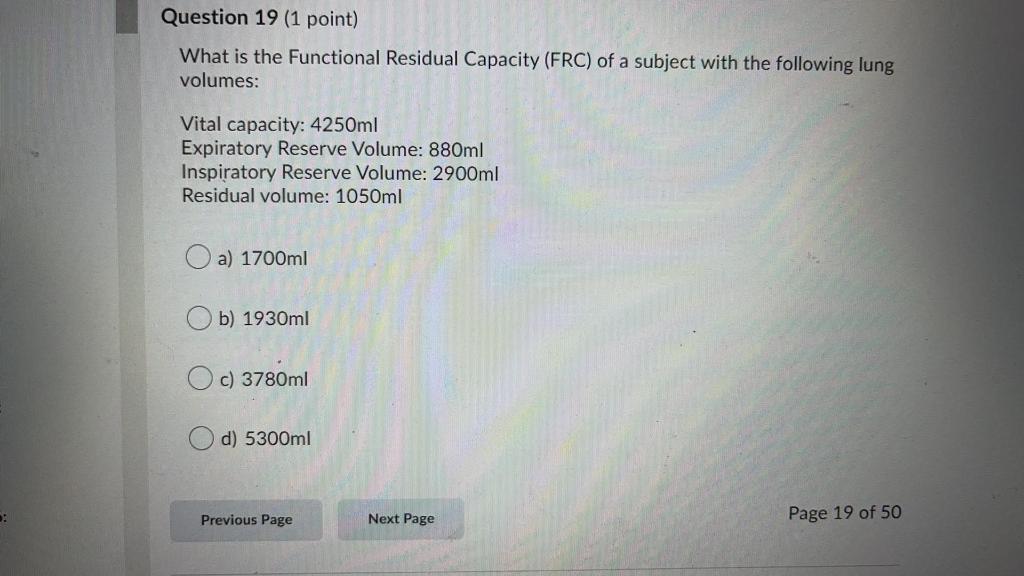 Solved Question 19 (1 point) What is the Functional Residual | Chegg.com