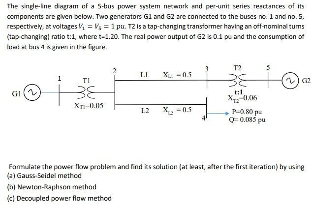 Solved The single-line diagram of a 5-bus power system | Chegg.com