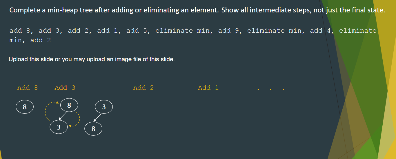 Solved Complete a min-heap tree after adding or eliminating | Chegg.com