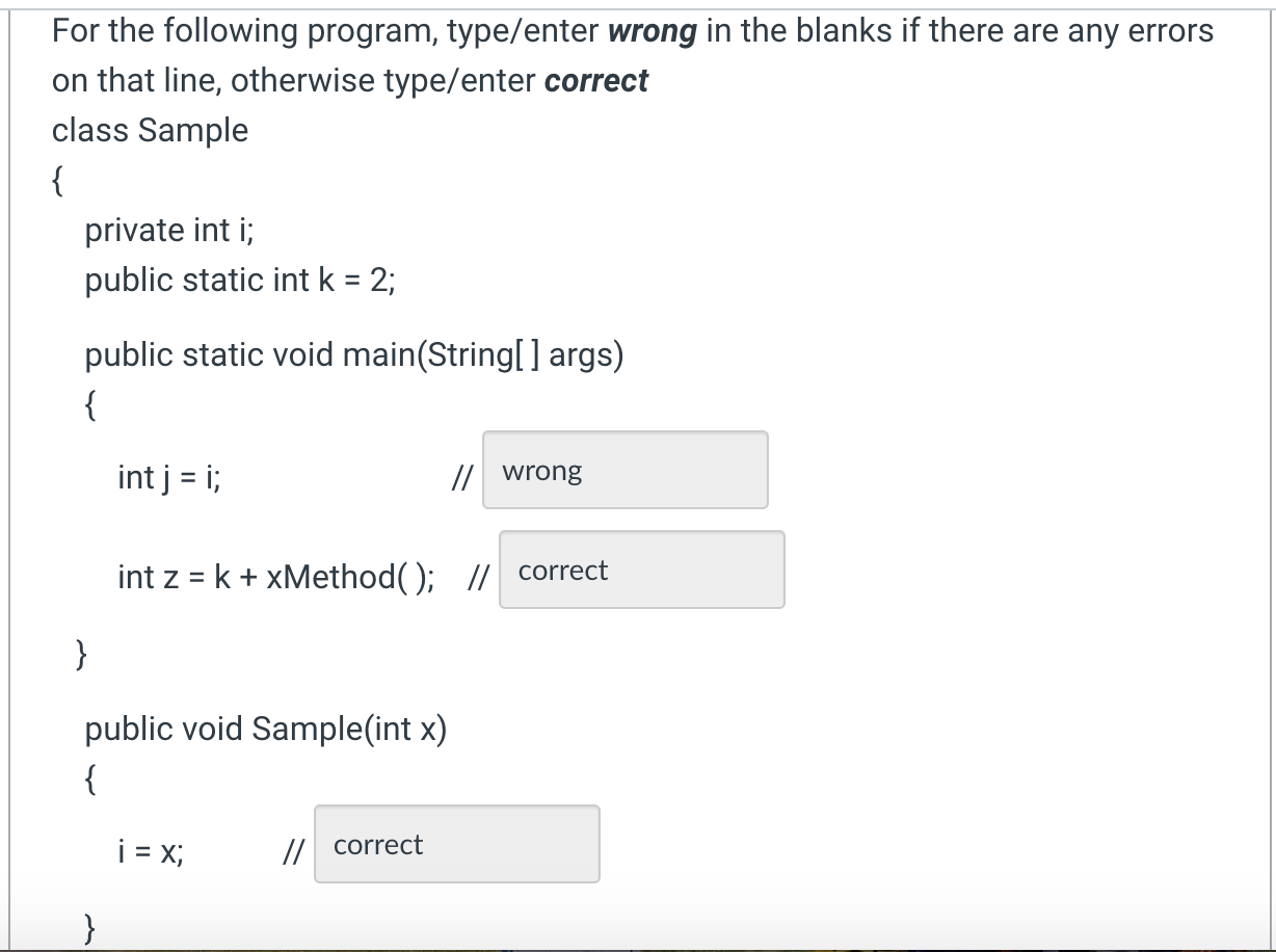 Solved For the following program, type/enter wrong in the | Chegg.com