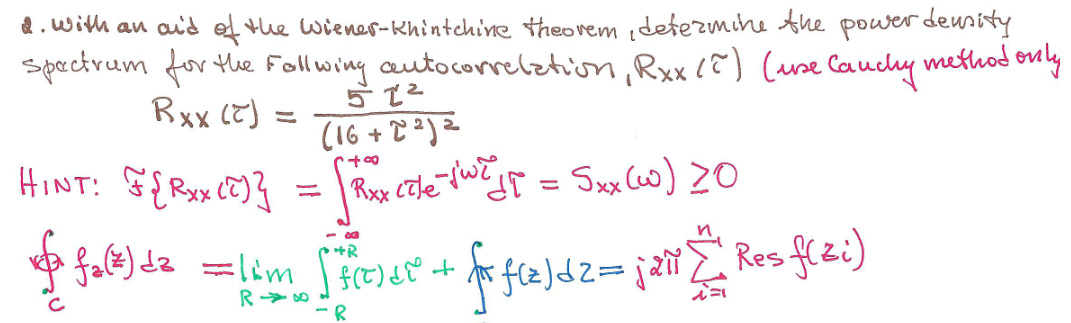 Solved 2. With an aid of the wiener-knintchine theorem, | Chegg.com
